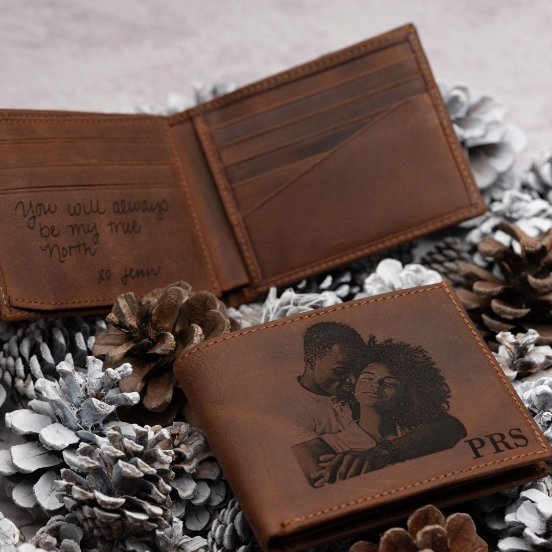 Custom Leather Wallet for Men Fathers Day Gift for Husband